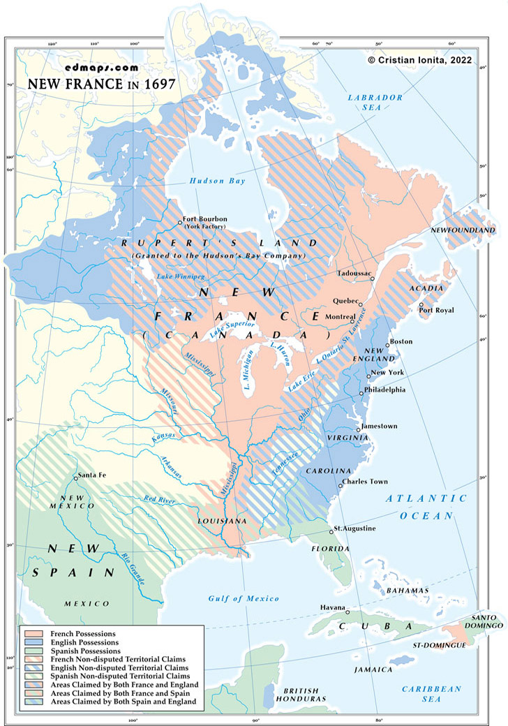 Map of New France in 1645