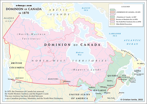 Map of the Dominion of Canada in 1870