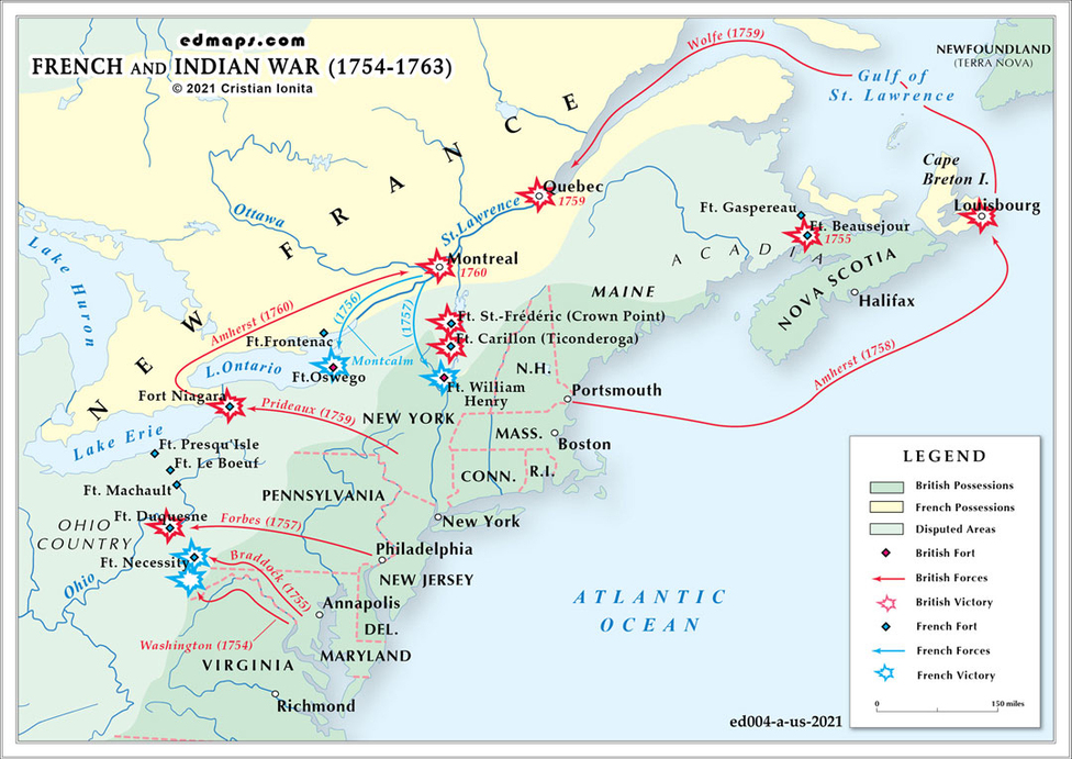 Map of the French and Indian War (1754-1763) - Historical Maps of Canada