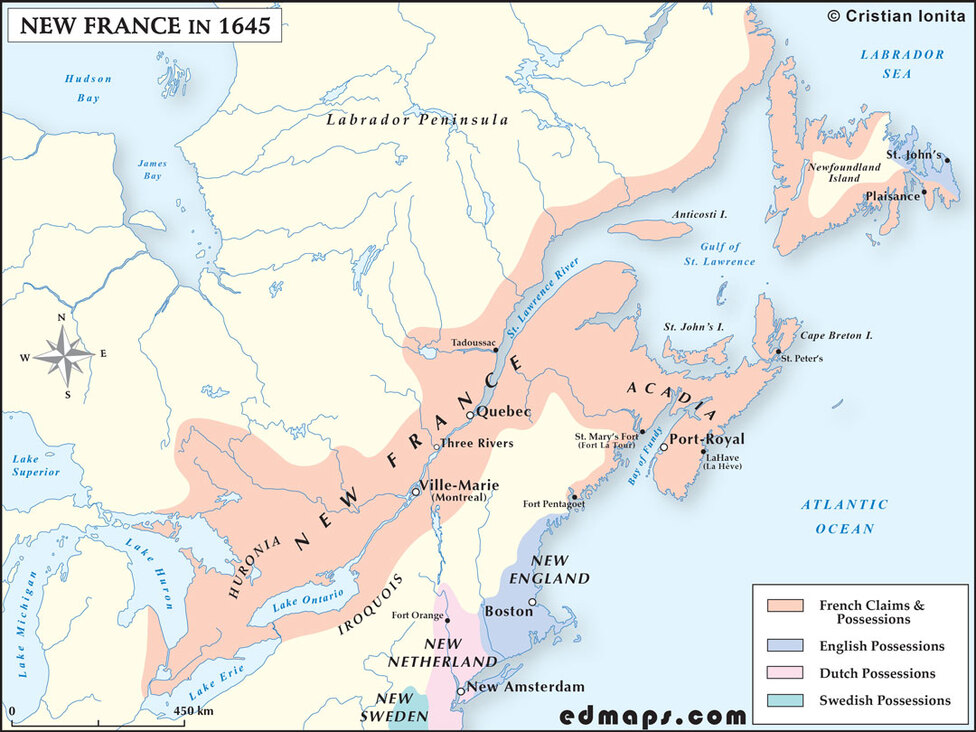 Map of New France in 1645
